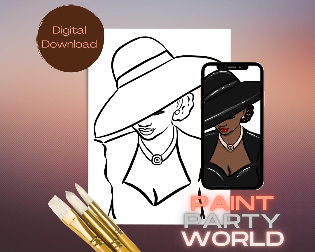 Canvas Printable/ Pre Drawn Outline Canvas/ DIY Canvas/ Party/ Paint ...