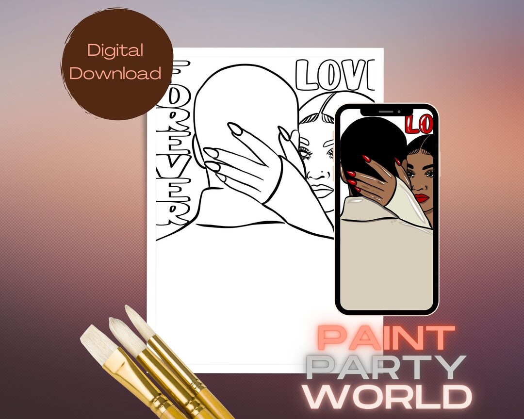 Canvas Printable/ Pre Drawn Outline Canvas/ DIY Canvas/ Party/ Paint ...