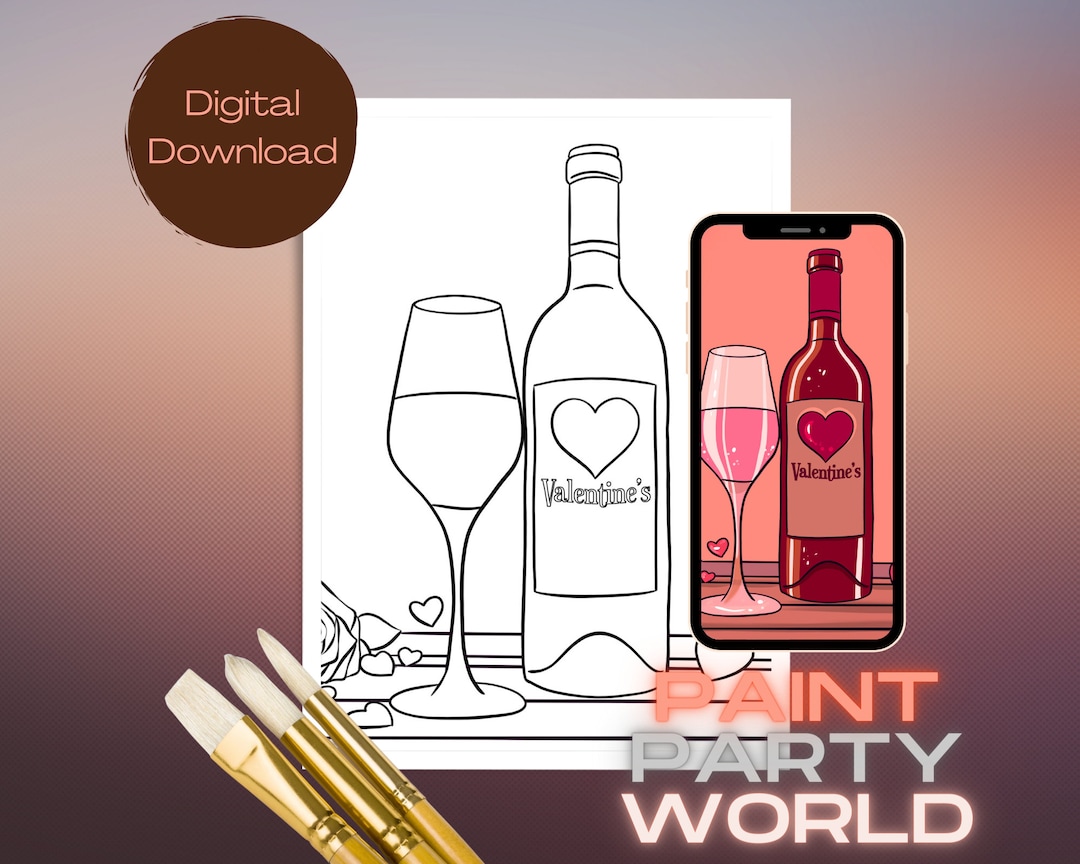 Canvas Printable/ Pre Drawn Outline Canvas/ DIY Canvas/ Party/ Paint ...