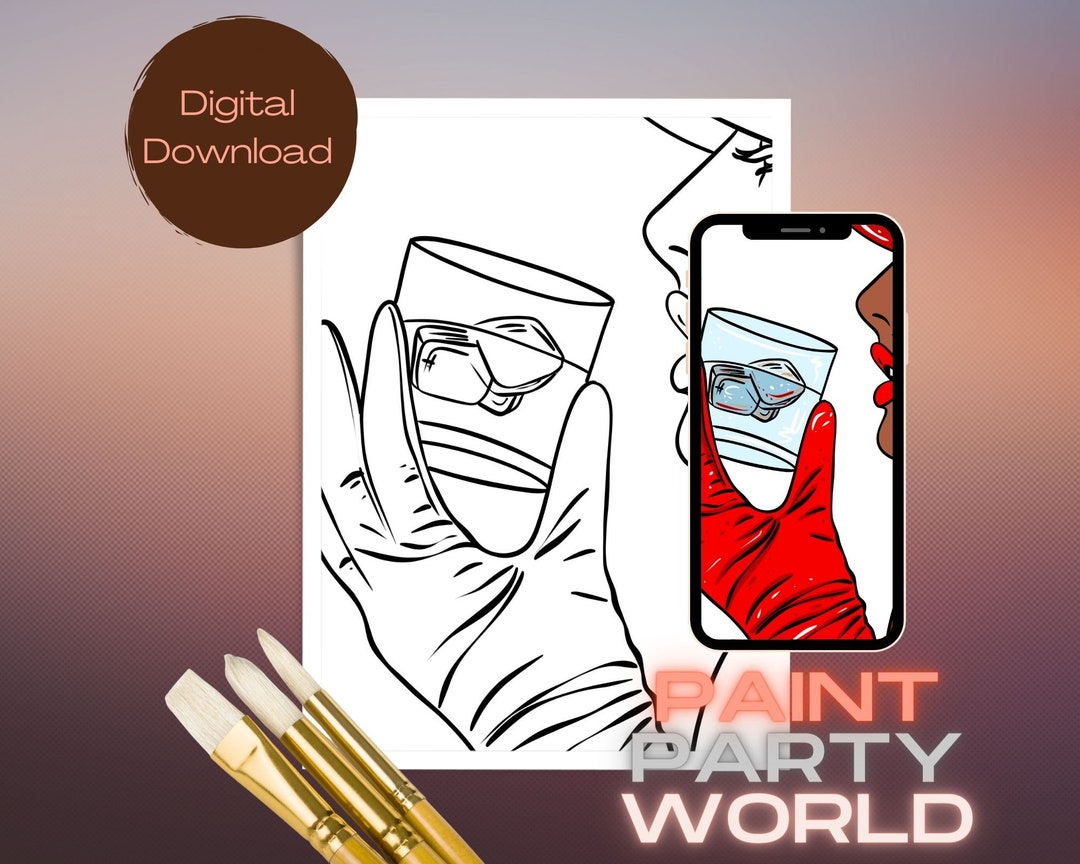 Canvas Printable/ Pre Drawn Outline Canvas/ DIY Canvas/ Party/ Paint ...