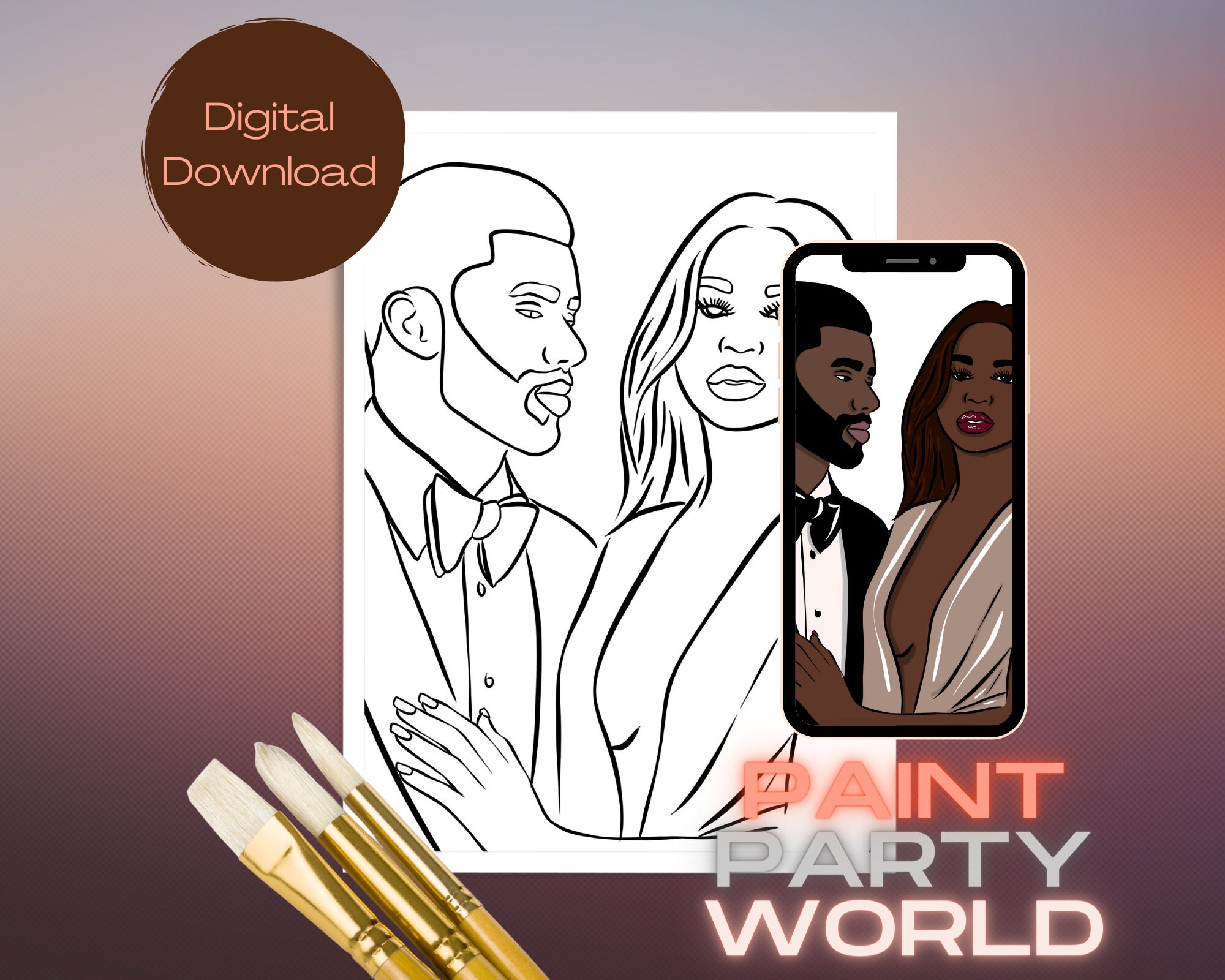 Canvas Printable/ Pre Drawn Outline Canvas/ DIY Canvas/ Party/ - Etsy