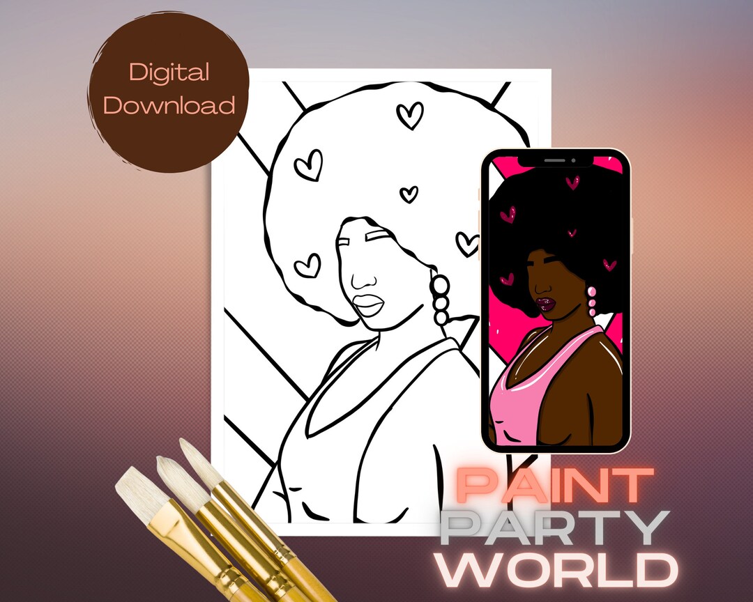 Canvas Printable/ Pre Drawn Outline Canvas/ DIY Canvas/ Party/ Paint ...