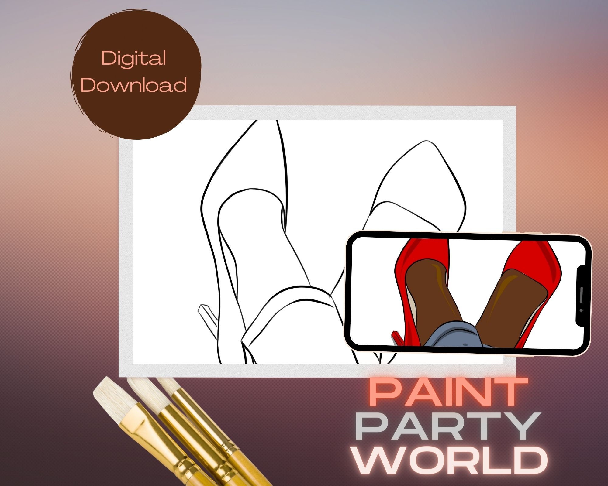 Canvas Printable/ Pre Drawn Outline Canvas/ DIY Canvas/ Party/ Paint ...