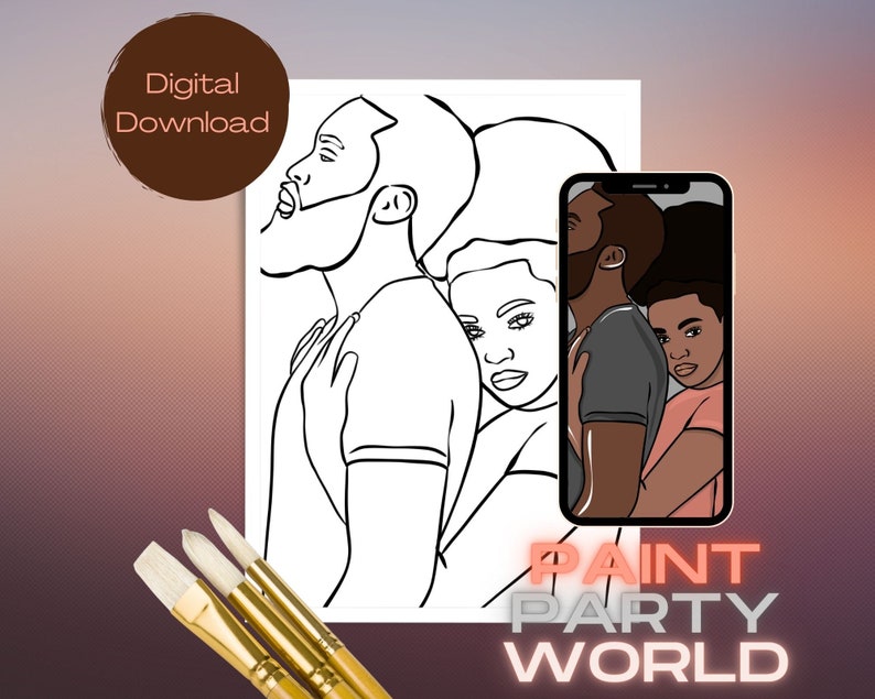 Canvas Printable/ Pre Drawn Outline Canvas/ DIY Canvas/ Party/ Paint ...