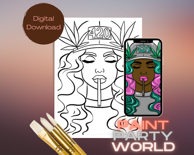 Canvas Printable/ Pre Drawn Outline Canvas/ DIY Canvas/ Party/ Paint ...