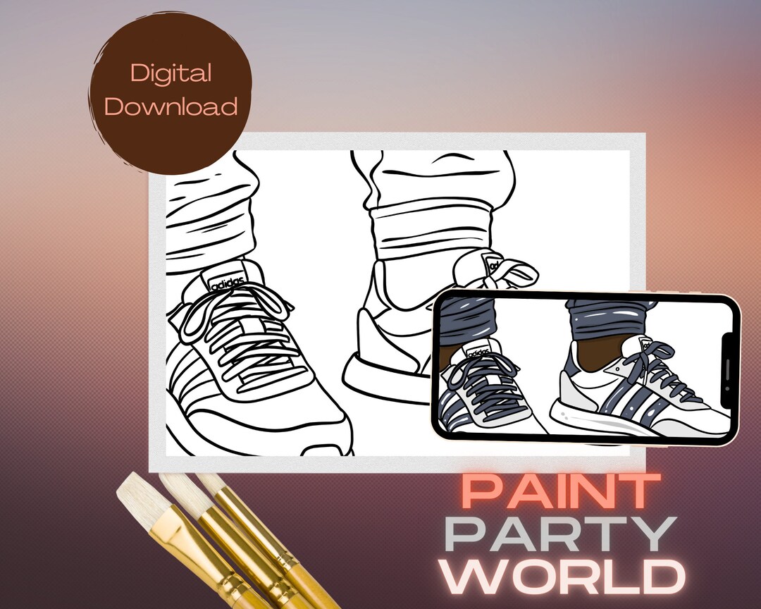 Canvas Printable/ Pre Drawn Outline Canvas/ DIY Canvas/ Party/ Paint ...