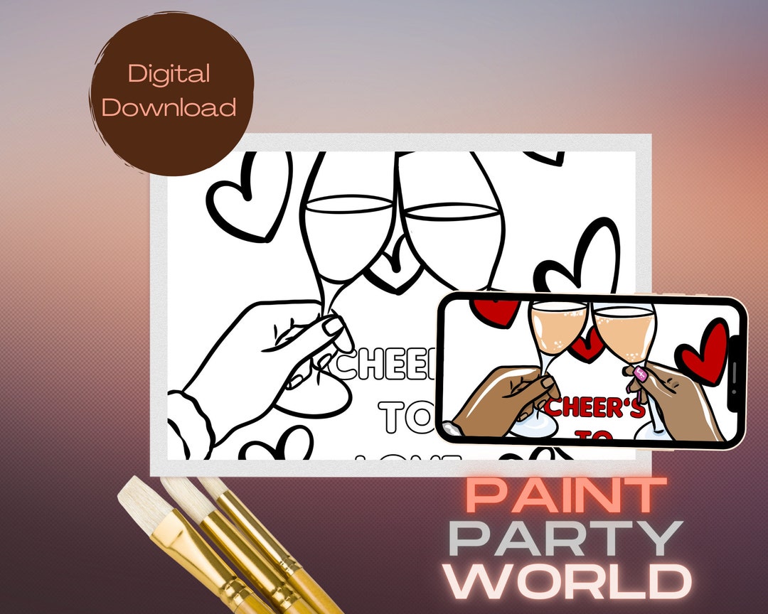 Canvas Printable/ Pre Drawn Outline Canvas/ DIY Canvas/ Party/ Paint ...