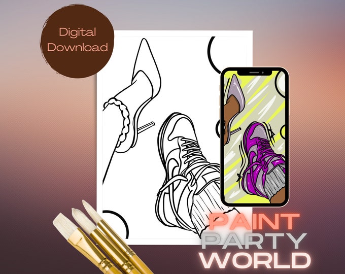 Canvas Printable/ Pre Drawn Outline Canvas/ DIY Canvas/ Party/ Paint ...