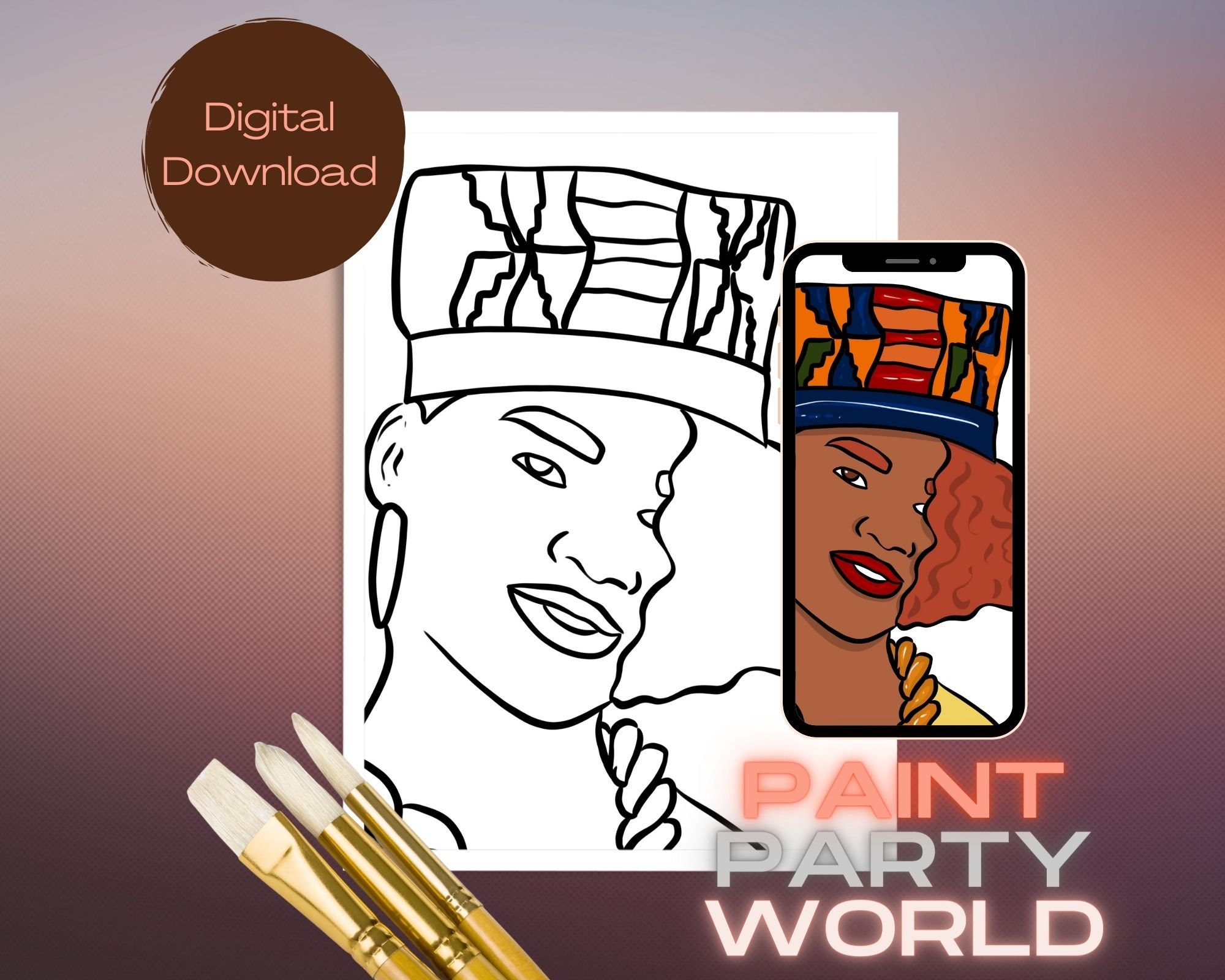 Canvas Printable/ Pre Drawn Outline Canvas/ DIY Canvas/ Party/ - Etsy