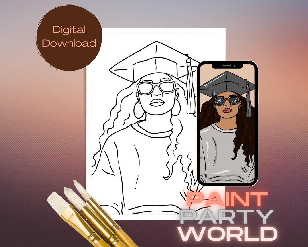 Canvas Printable Easy/ Pre Drawn Outline Canvas/ DIY Canvas/ Party ...