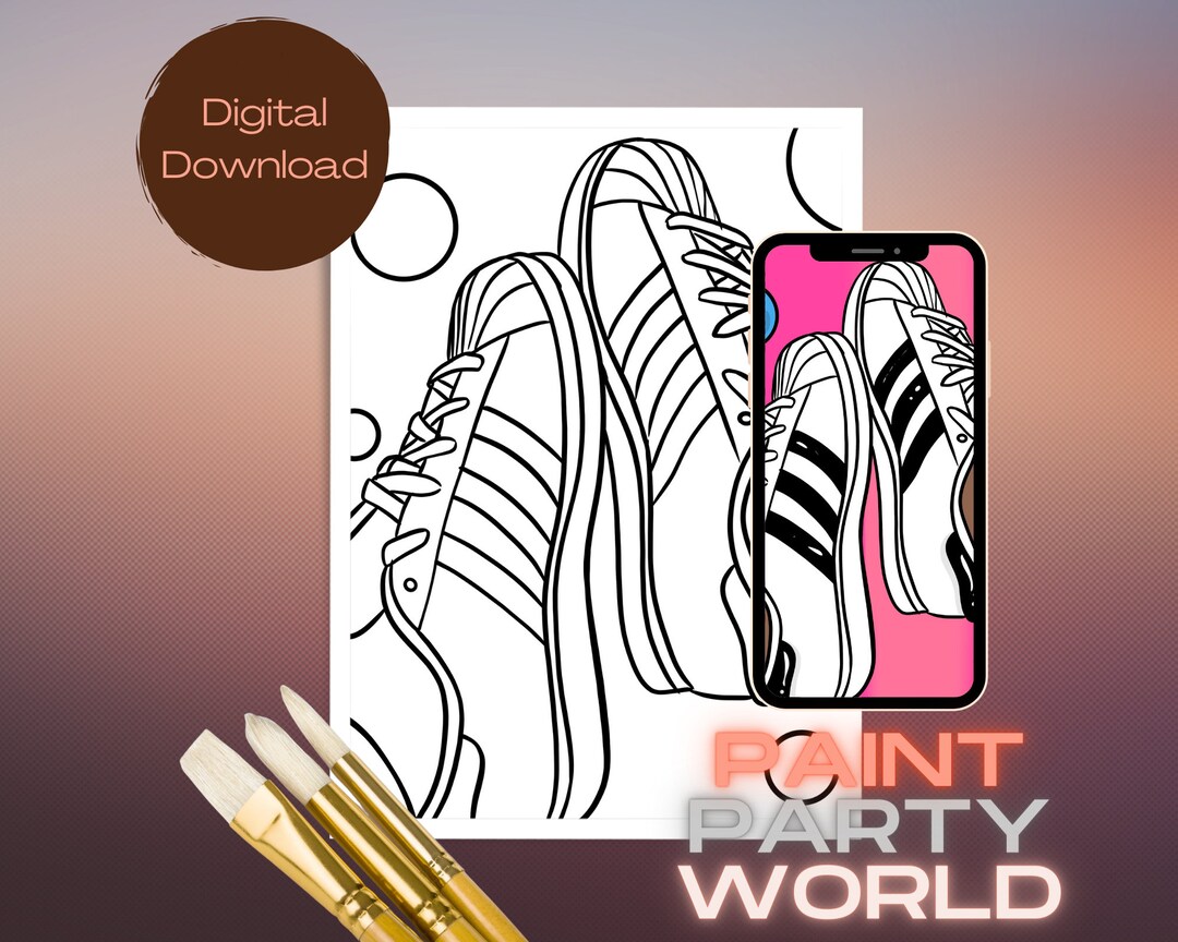 Canvas Printable/ Pre Drawn Outline Canvas/ DIY Canvas/ Party/ Paint ...