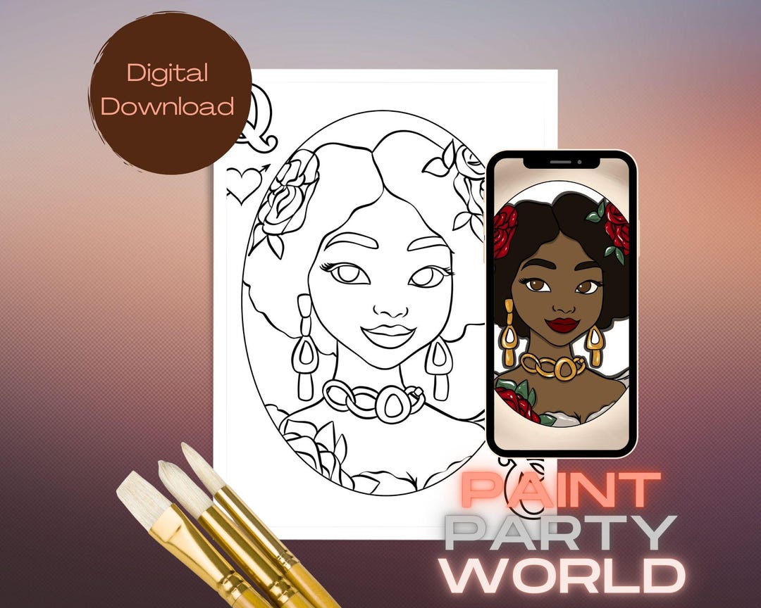 Canvas Printable/ Pre Drawn Outline Canvas/ DIY Canvas/ Party/ Paint ...