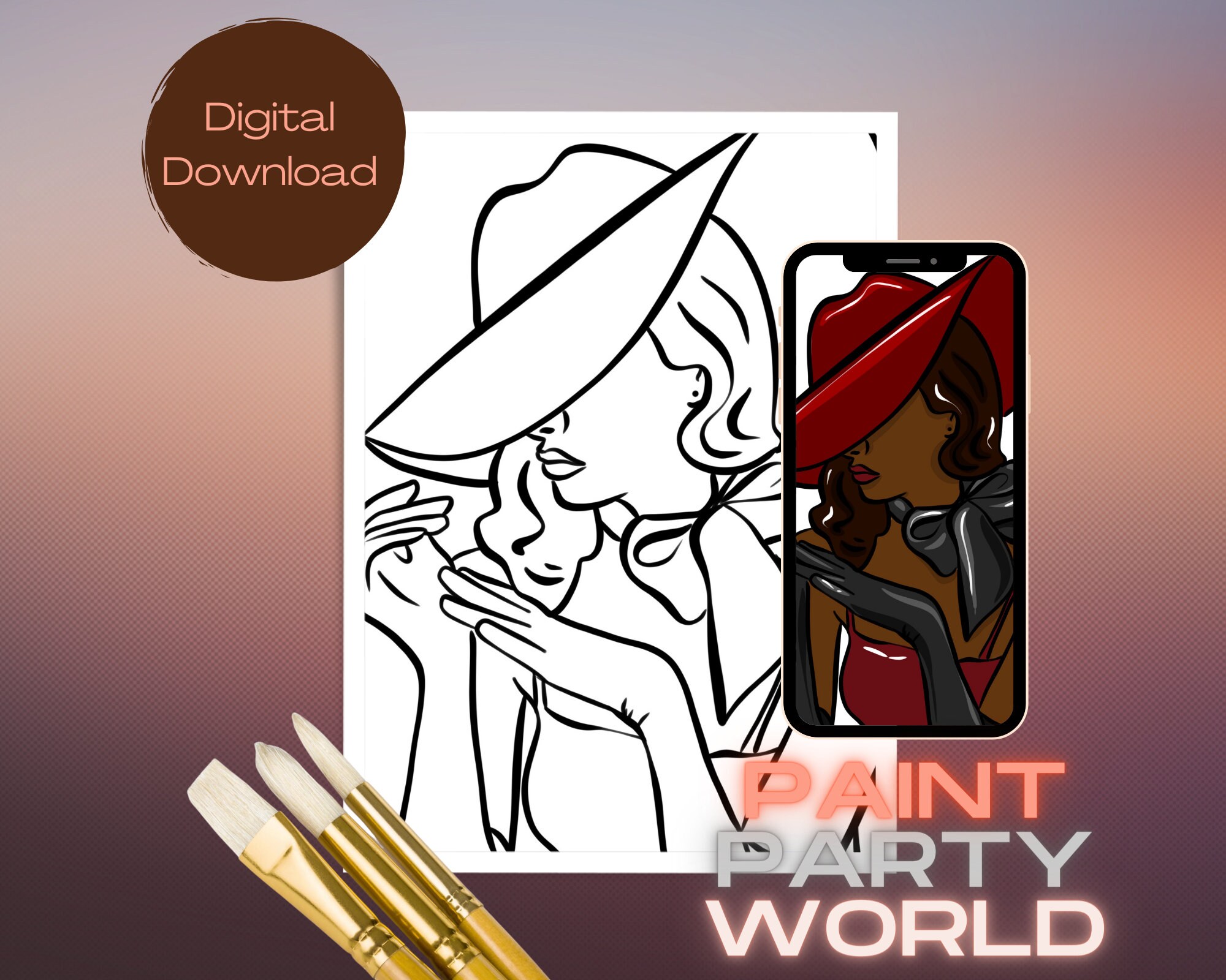 Canvas Printable/ Pre Drawn Outline Canvas/ DIY Canvas/ Party/ - Etsy