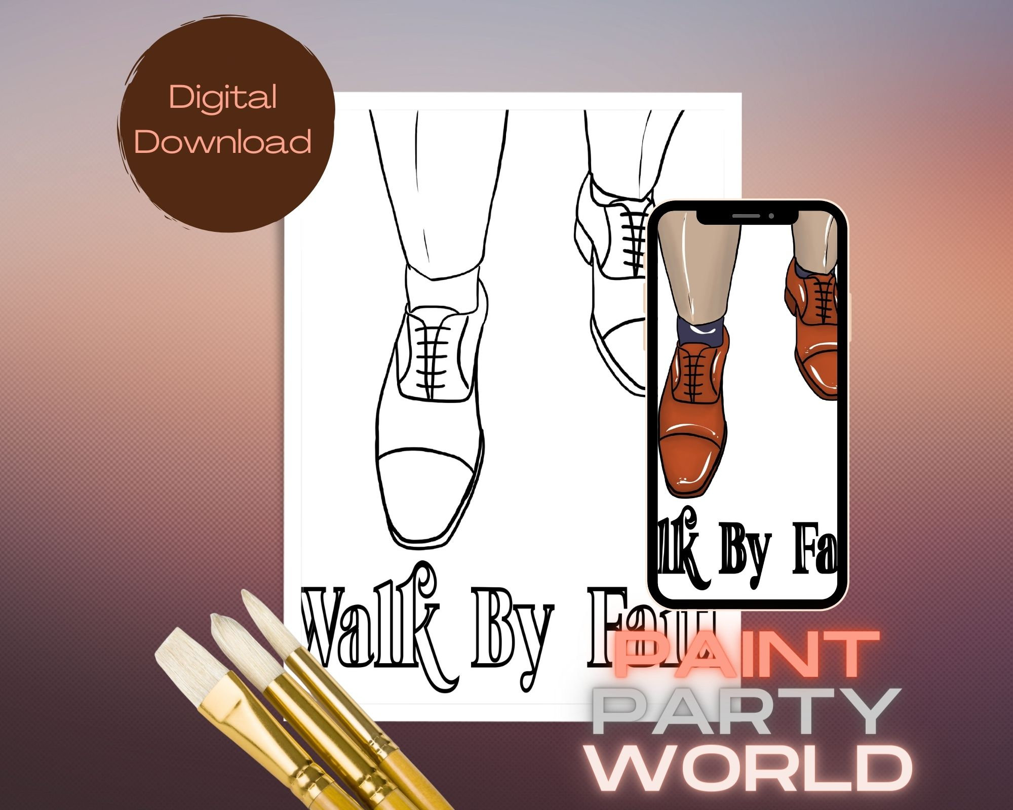 Canvas Printable Walk by Faith/ Pre Drawn Outline Canvas/ DIY - Etsy