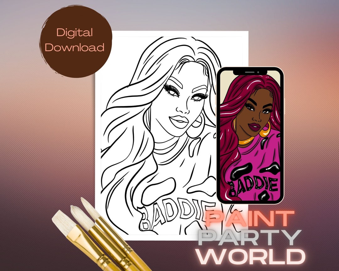 Canvas Printable/ Pre Drawn Outline Canvas/ DIY Canvas/ Party/ Paint ...