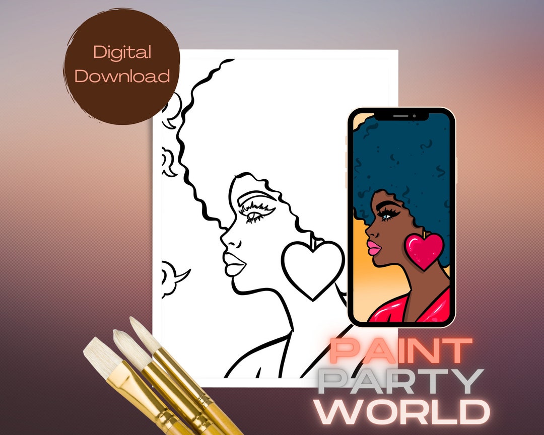 Canvas Printable/ Pre Drawn Outline Canvas/ DIY Canvas/ Party/ Paint ...