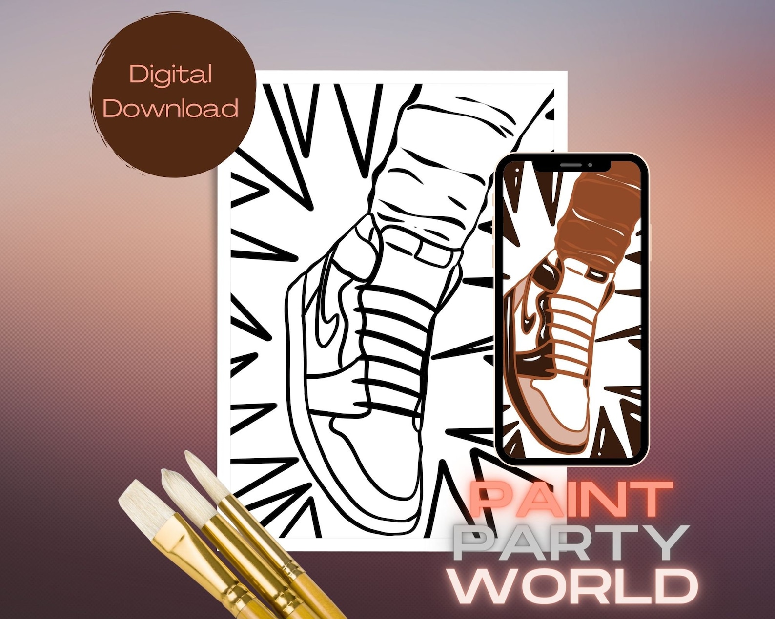 Canvas Printable/ Pre Drawn Outline Canvas/ DIY Canvas/ Party/ Paint ...