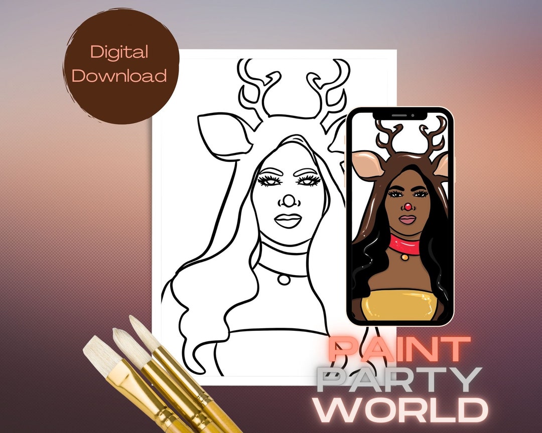 Canvas Printable/ Pre Drawn Outline Canvas/ DIY Canvas/ Party/ Paint ...