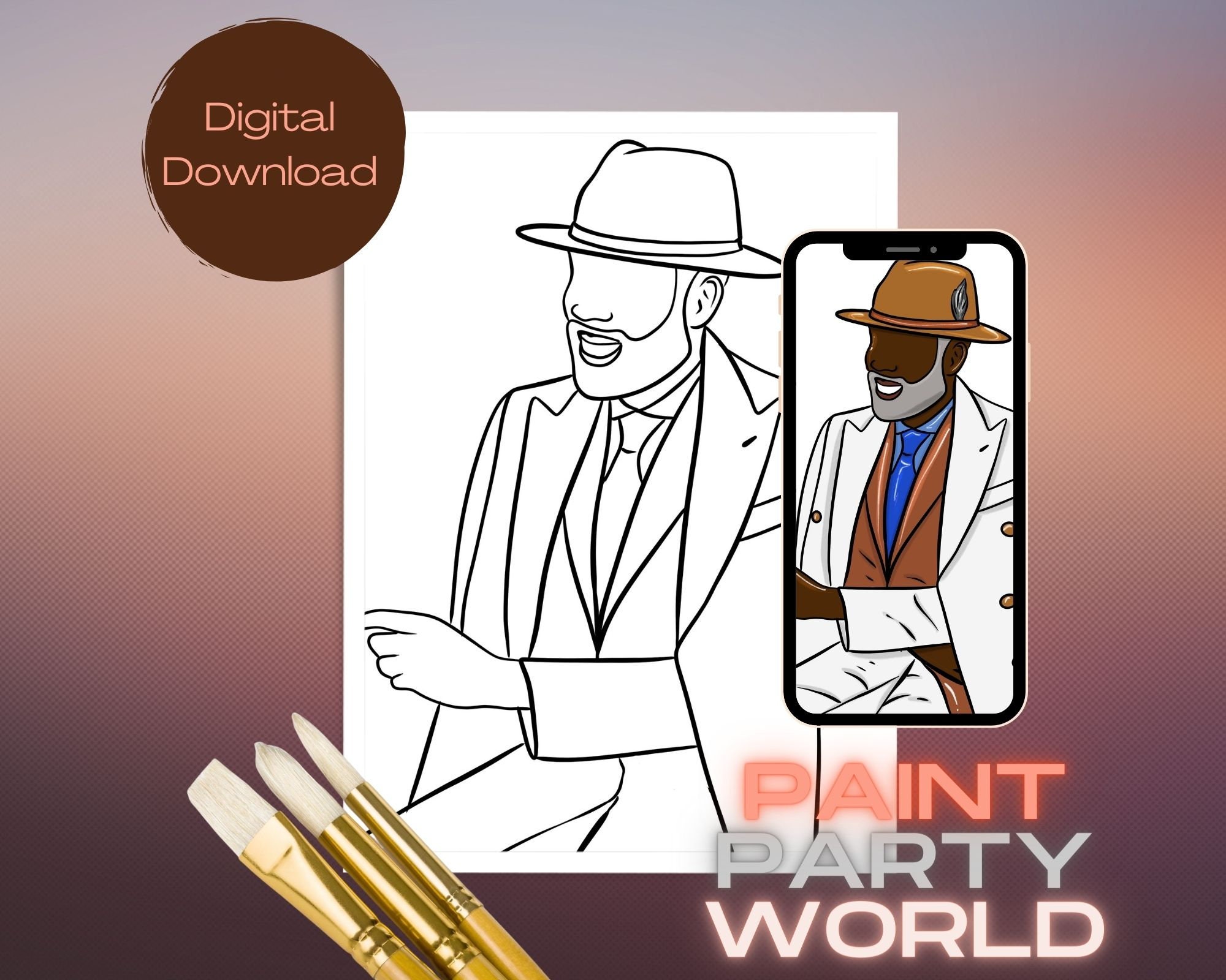 Canvas Printable Suited/ Pre Drawn Outline Canvas/ DIY Canvas/ - Etsy