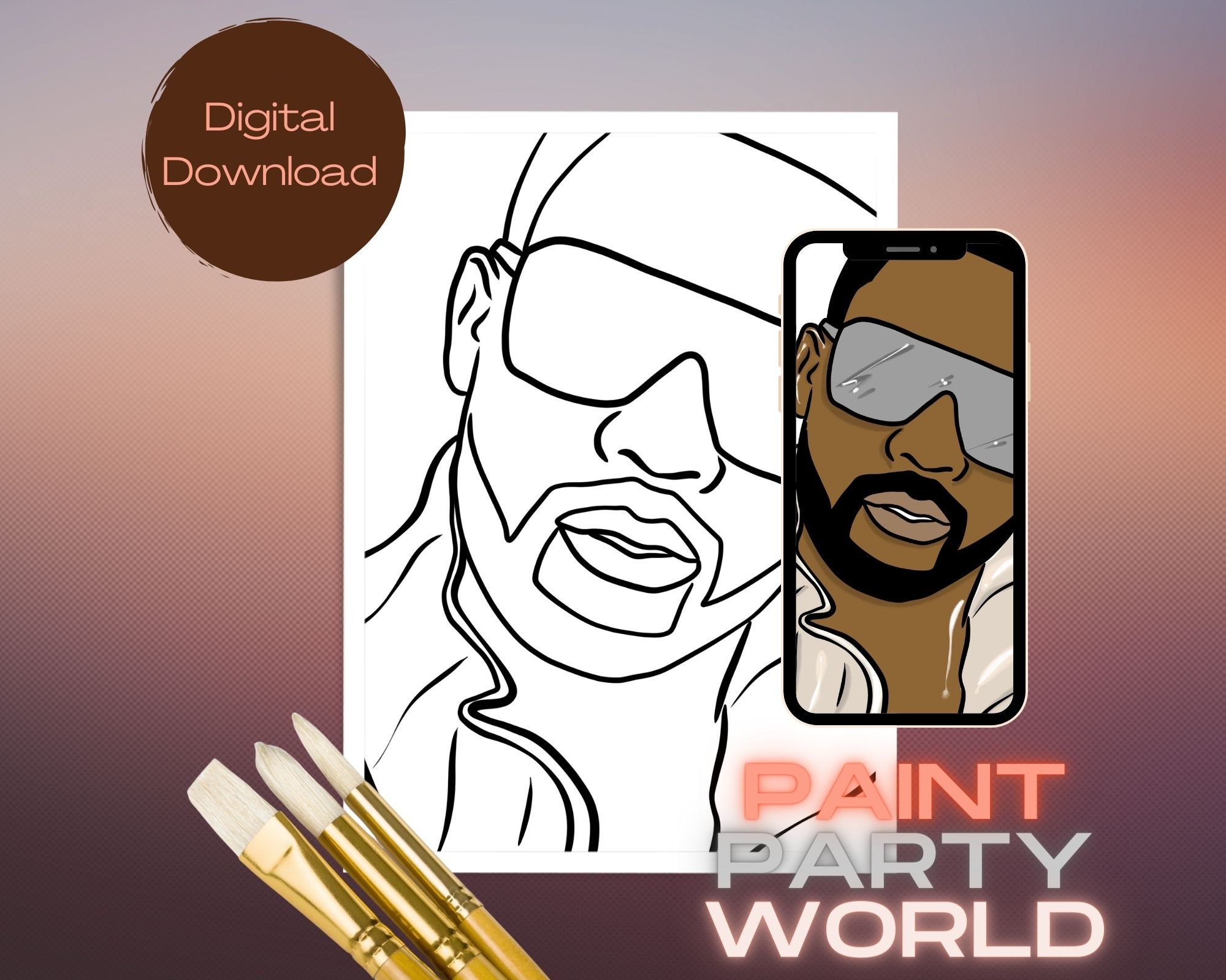 Canvas Printable. Lance / Pre Drawn Outline Canvas/ DIY Canvas/ Party ...