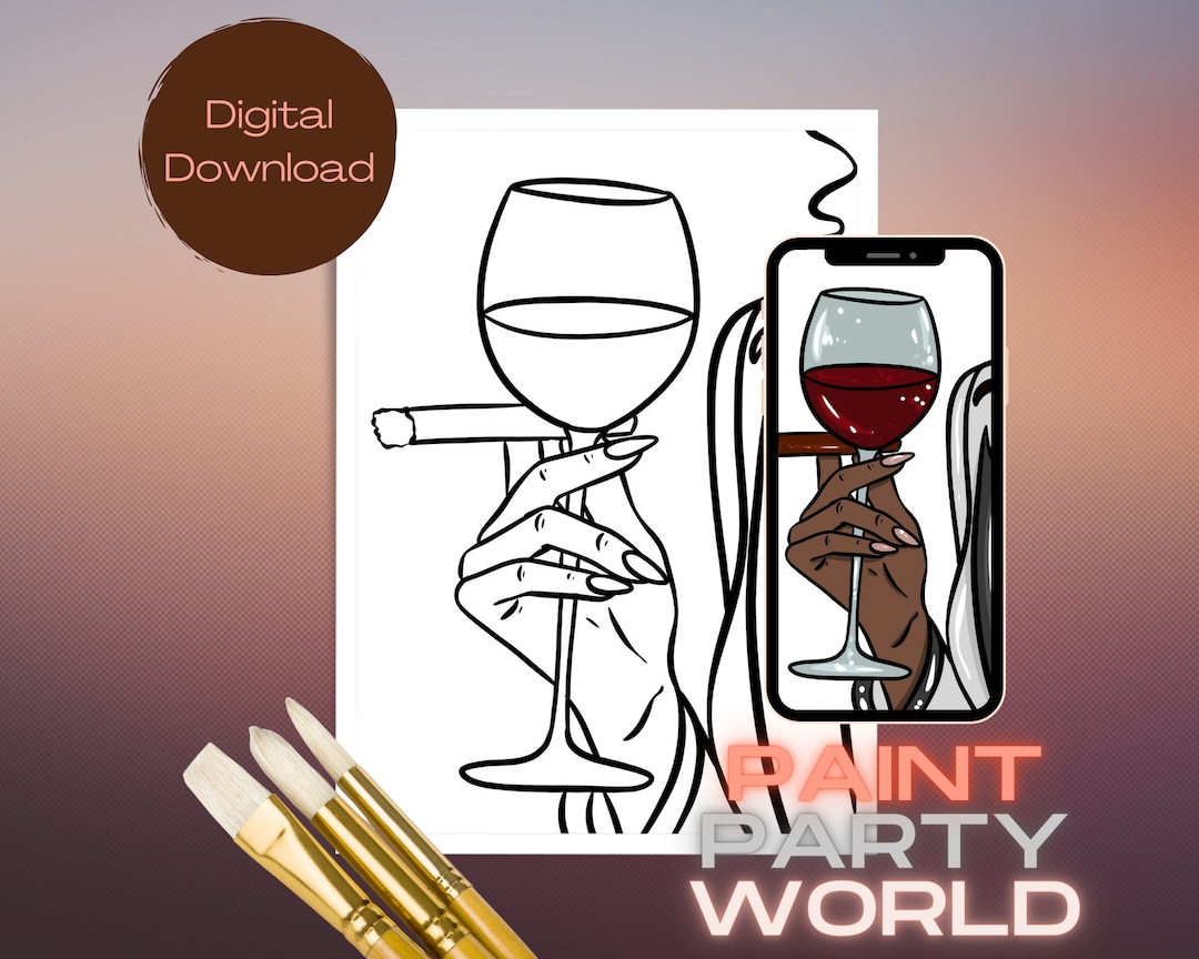 Canvas Printable/ Pre Drawn Outline Canvas/ DIY Canvas/ Party/ Paint ...