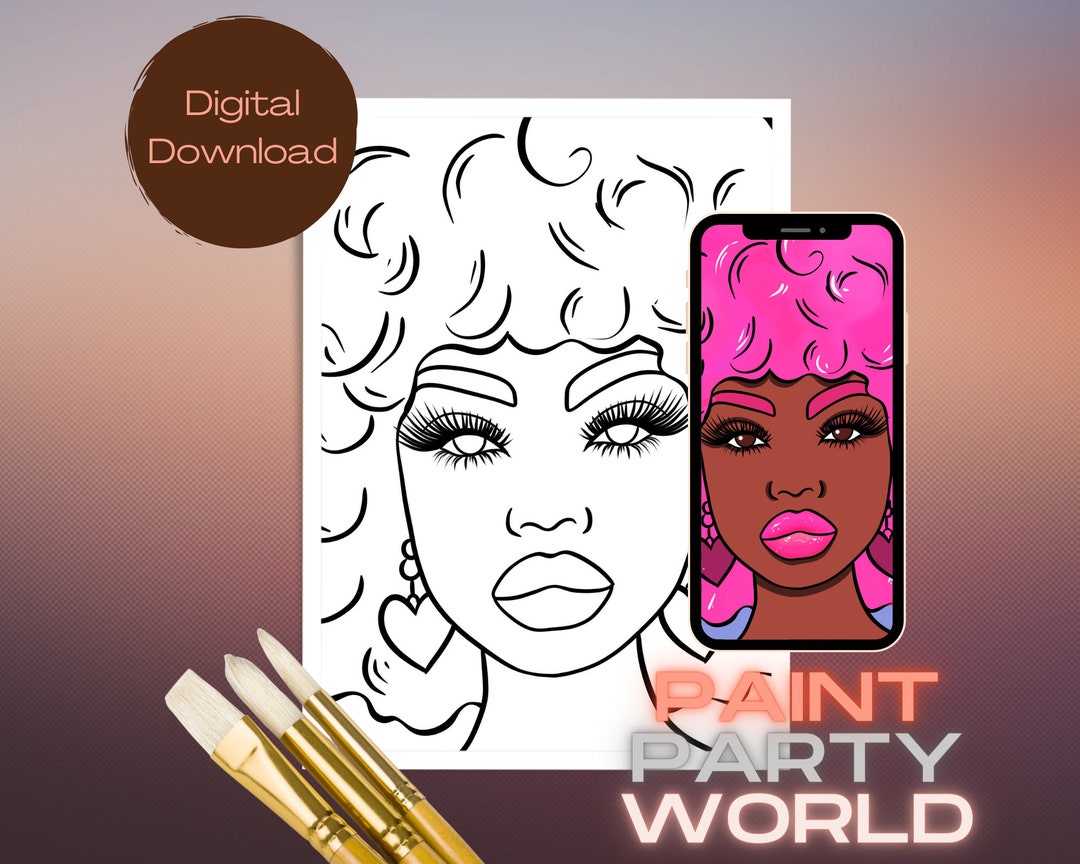 Canvas Printable/ Pre Drawn Outline Canvas/ DIY Canvas/ Party/ Paint ...