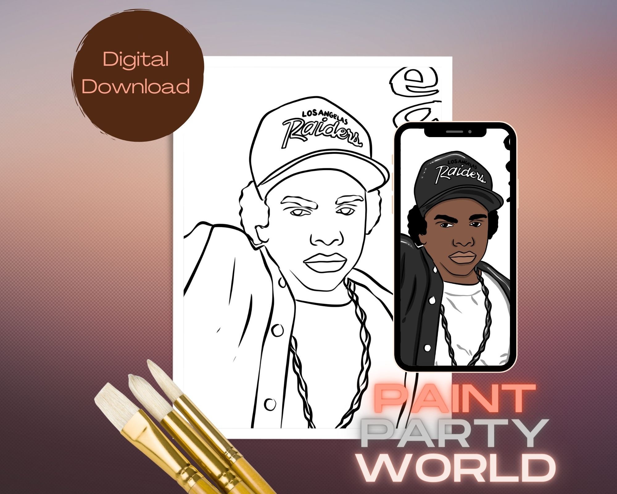 Canvas Printable/ Pre Drawn Outline Canvas/ DIY Canvas/ Party/ - Etsy