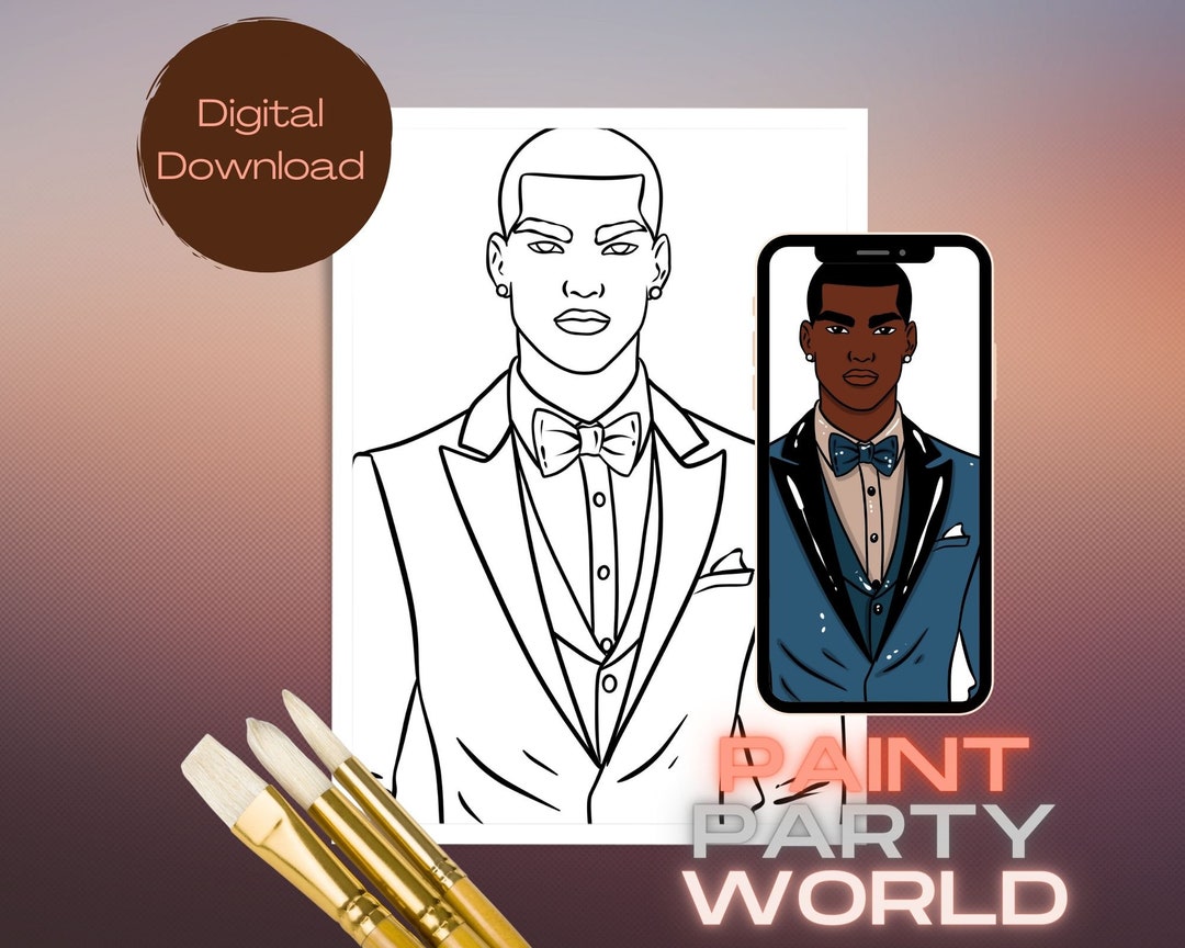 Canvas Printable/ Pre Drawn Outline Canvas/ DIY Canvas/ Party/ Paint ...