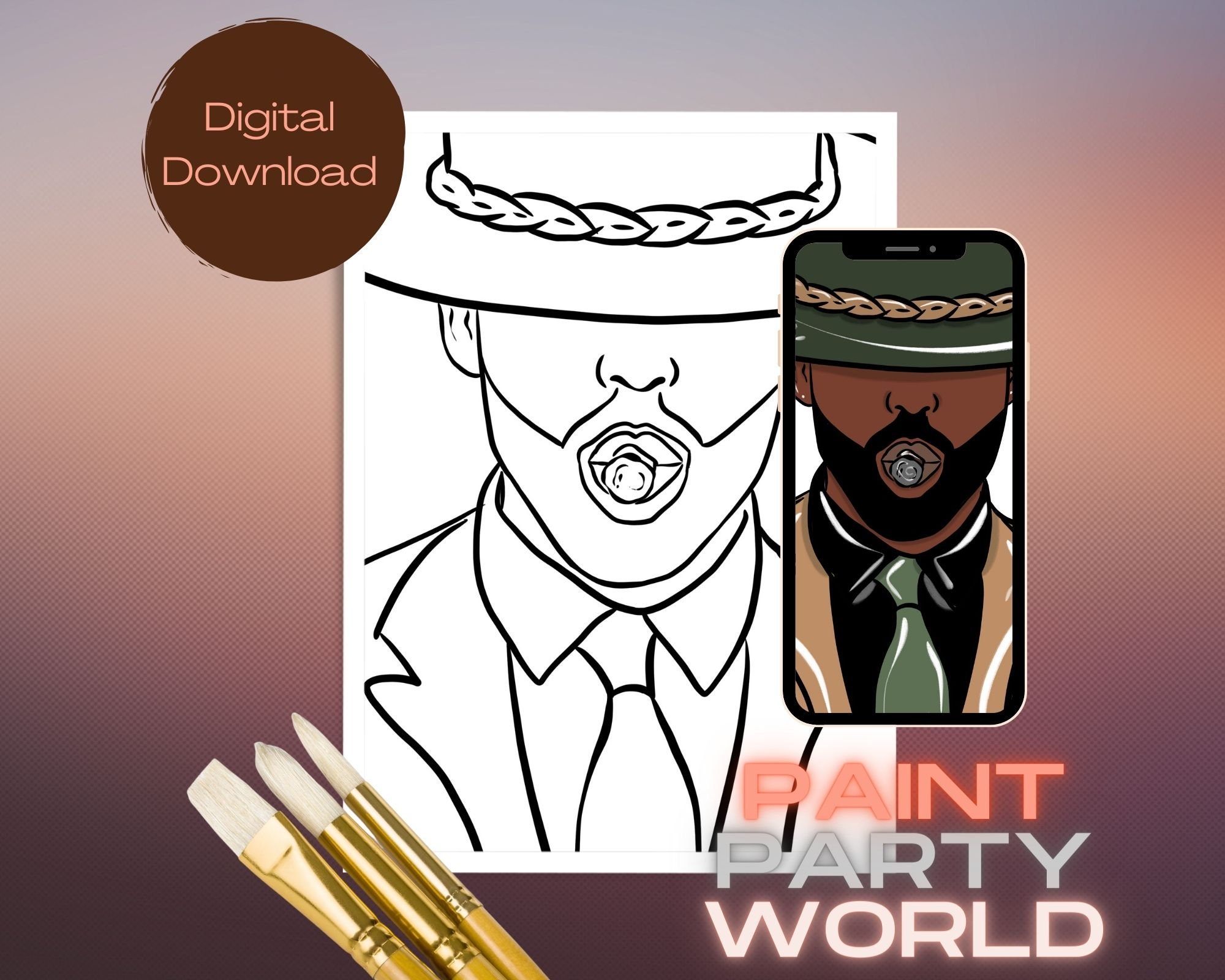 Canvas Printable Easy/ Pre Drawn Outline Canvas/ DIY Canvas/ Party ...