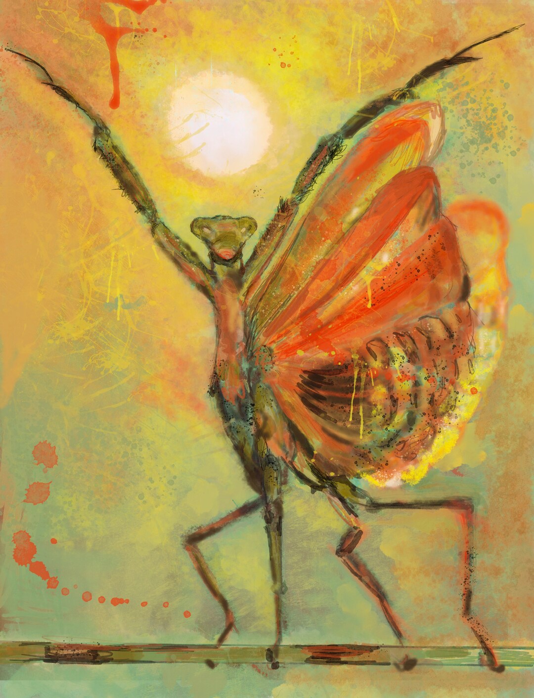 Praying Mantis in Orange - Etsy