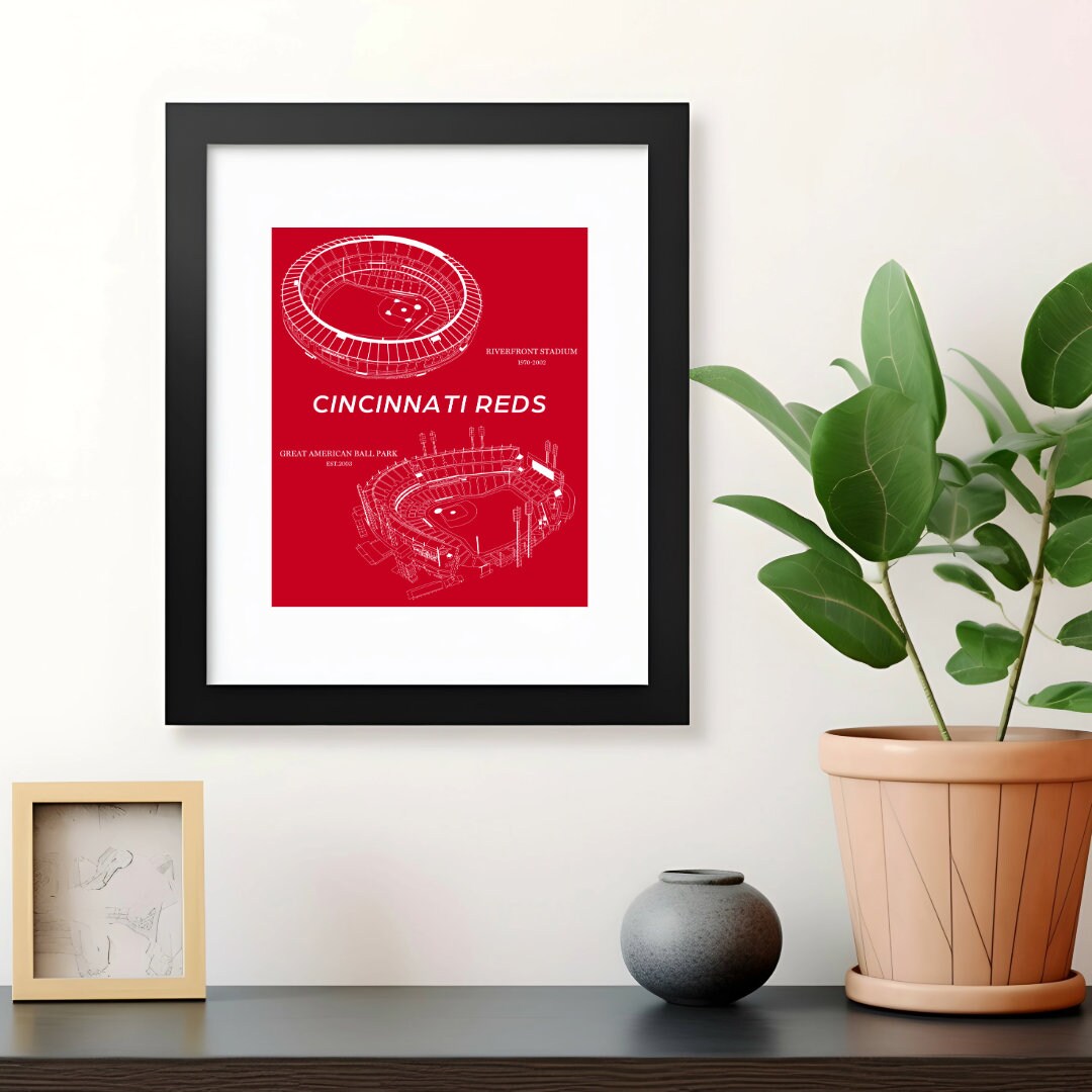 Red Cincinnati Reds Print - Etsy