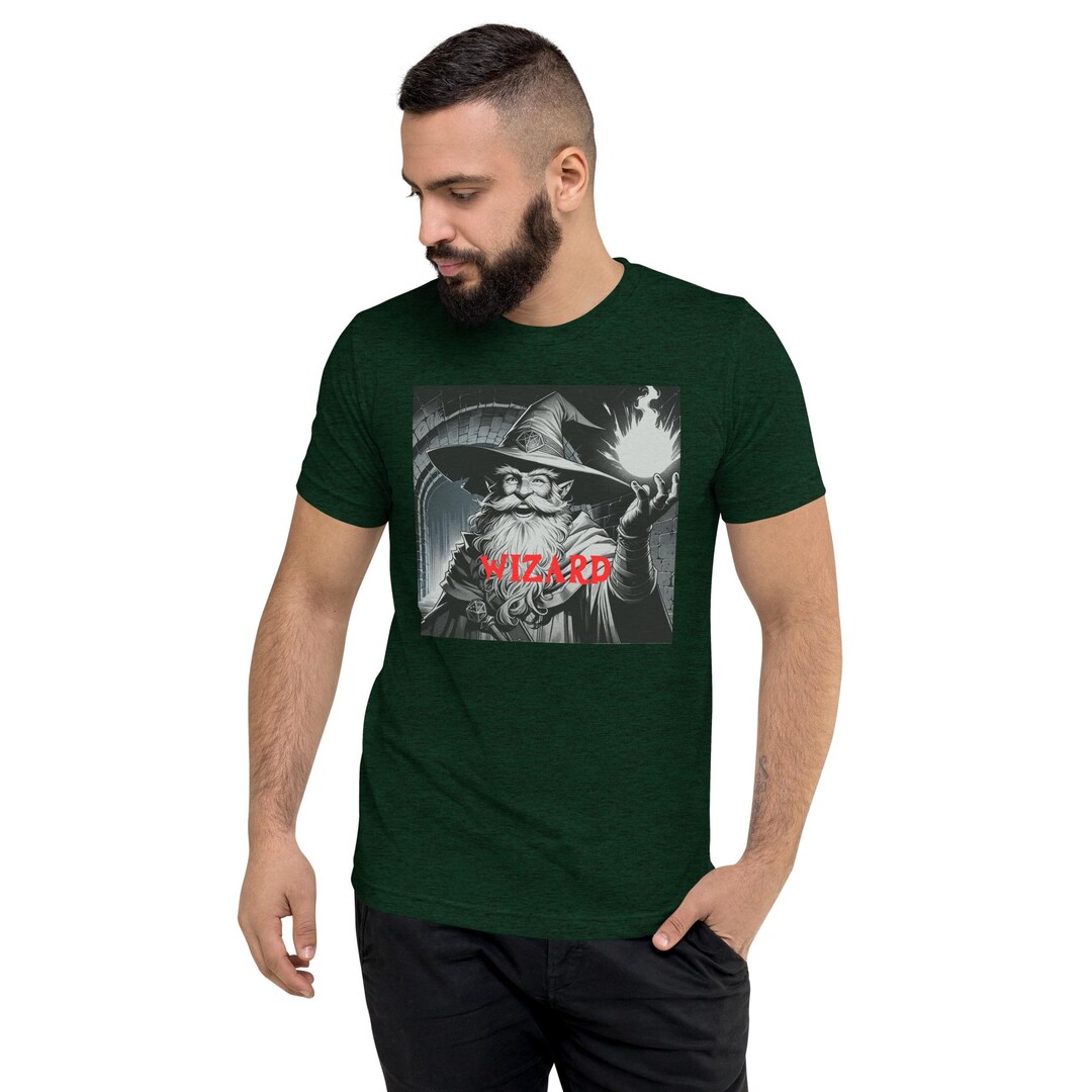 Wizard With Fireball RPG Fantasy Art - Short Sleeve T-shirt - Etsy