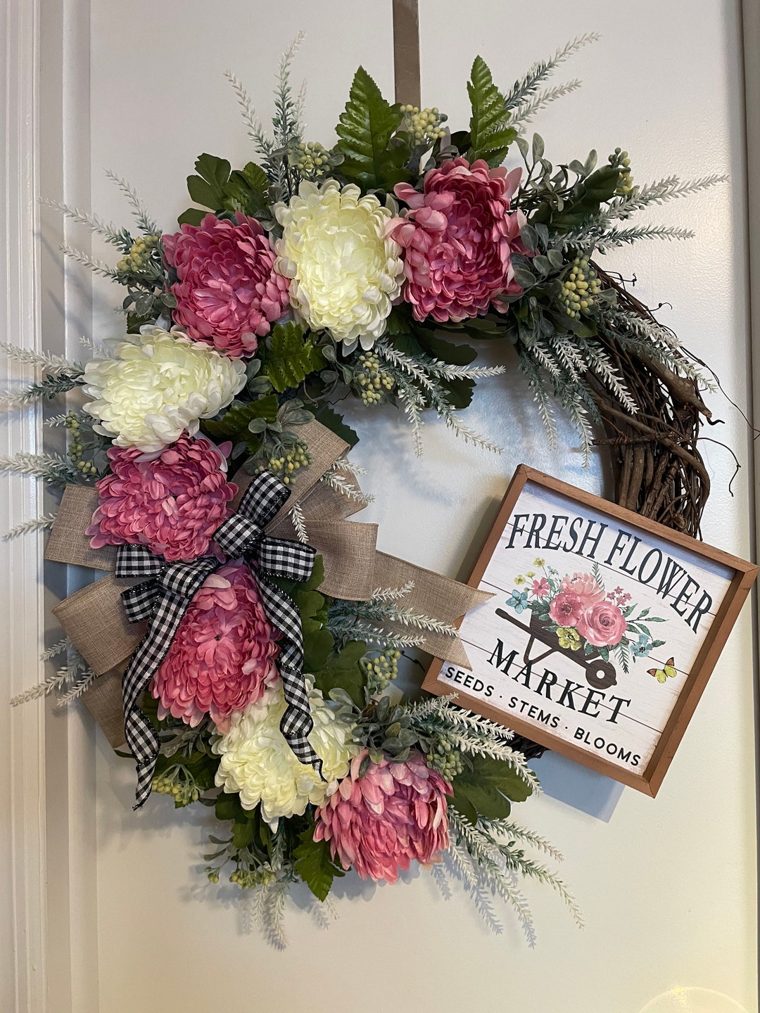 Flower Grapevine Wreath, Spring/summer Flower Grapevine Wreath ...