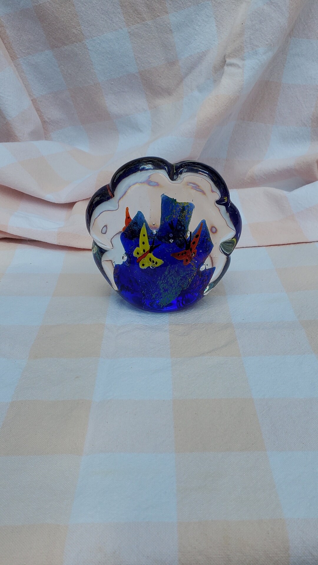 Vintage Scalloped Murano Glass Butterfly Paperweight - Etsy