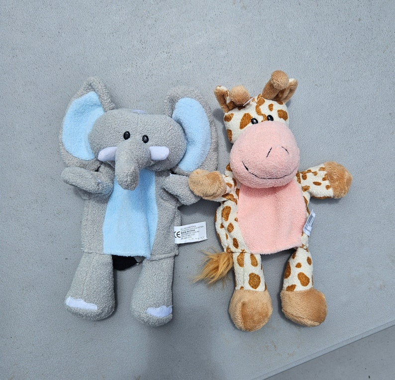 Giraffe and Elephant Puppets - Etsy