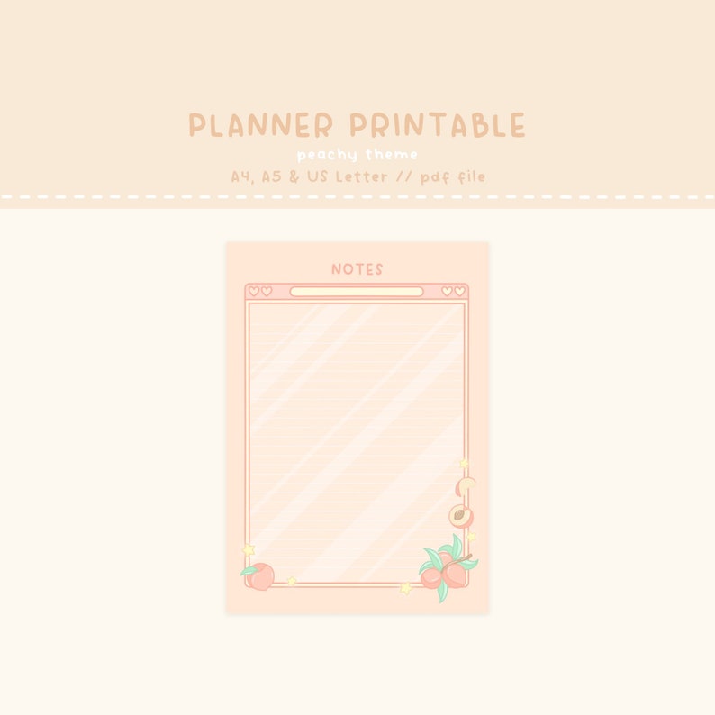 Digital Note Paper, Lined Paper, Kawaii Note Paper, Cute Note Paper ...