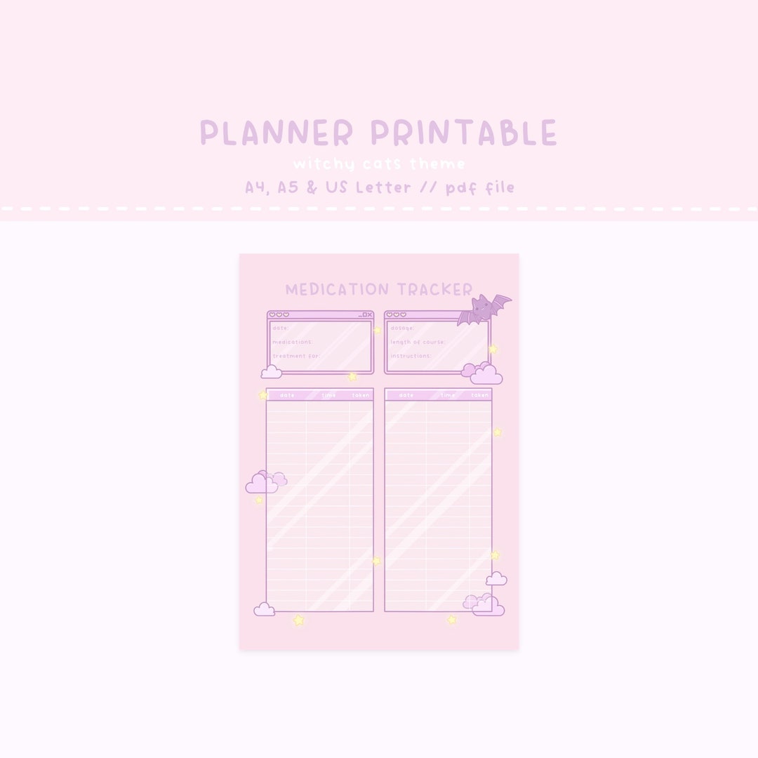 Medication Tracker, Printable Planner, PDF Planner Page, Planner ...
