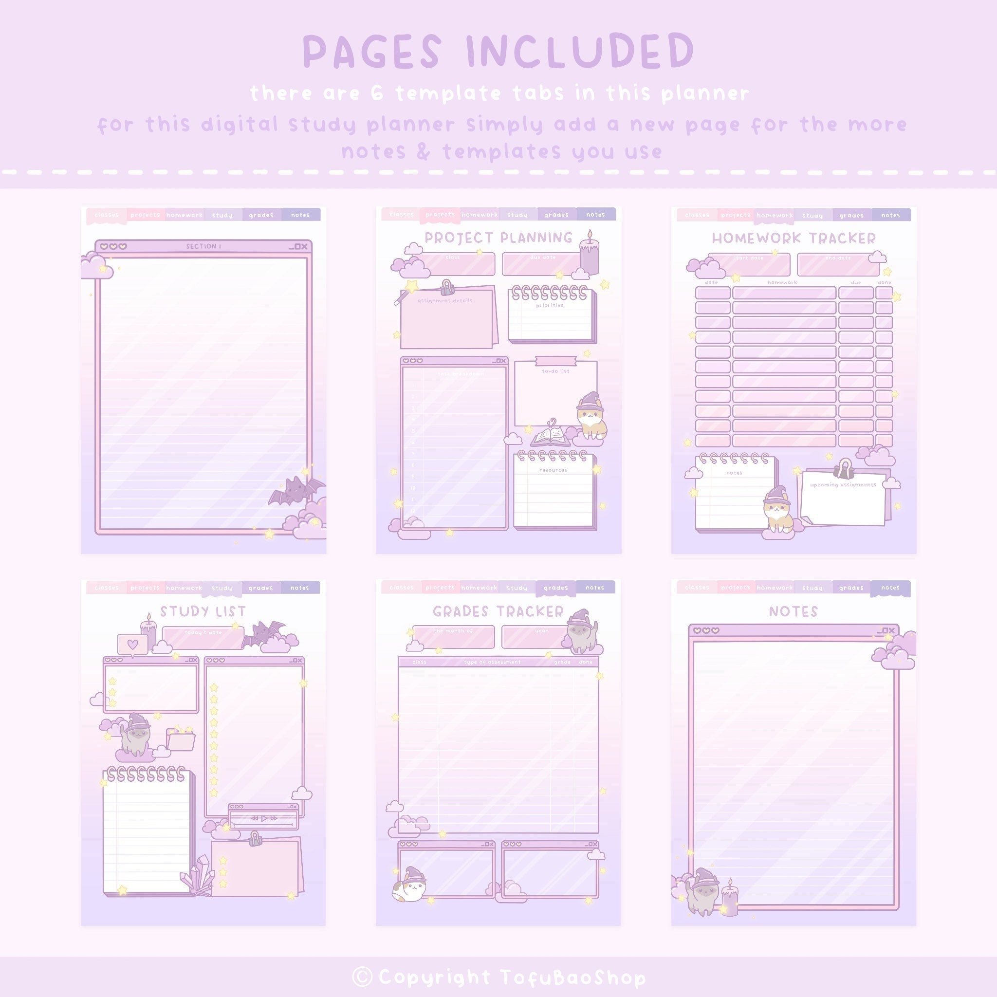 Study Planner, Student Planner, School Planner, College Planner, Kawaii ...