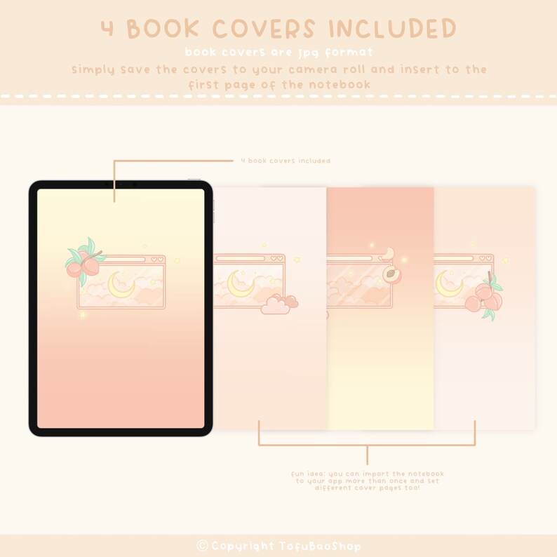 Kawaii Peachy Digital Notebook - Hyperlinked Planner With Stickers (PDF ...