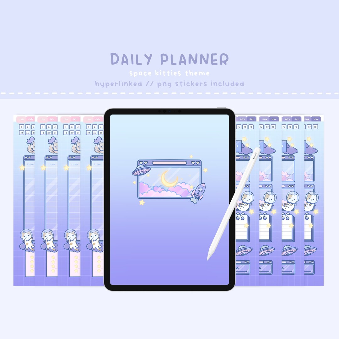 Kawaii Digital Planner, Cat Digital Planner, Space Cats, Space Kitties ...