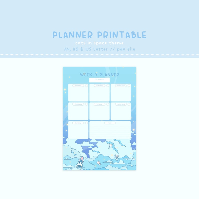 Weekly Planner Planner Printable Kawaii Planner Cute - Etsy