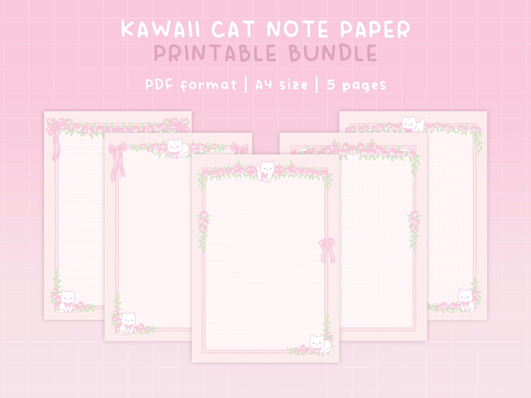Cute Note Paper Cute Notebook Printable Notebook Pages - Etsy