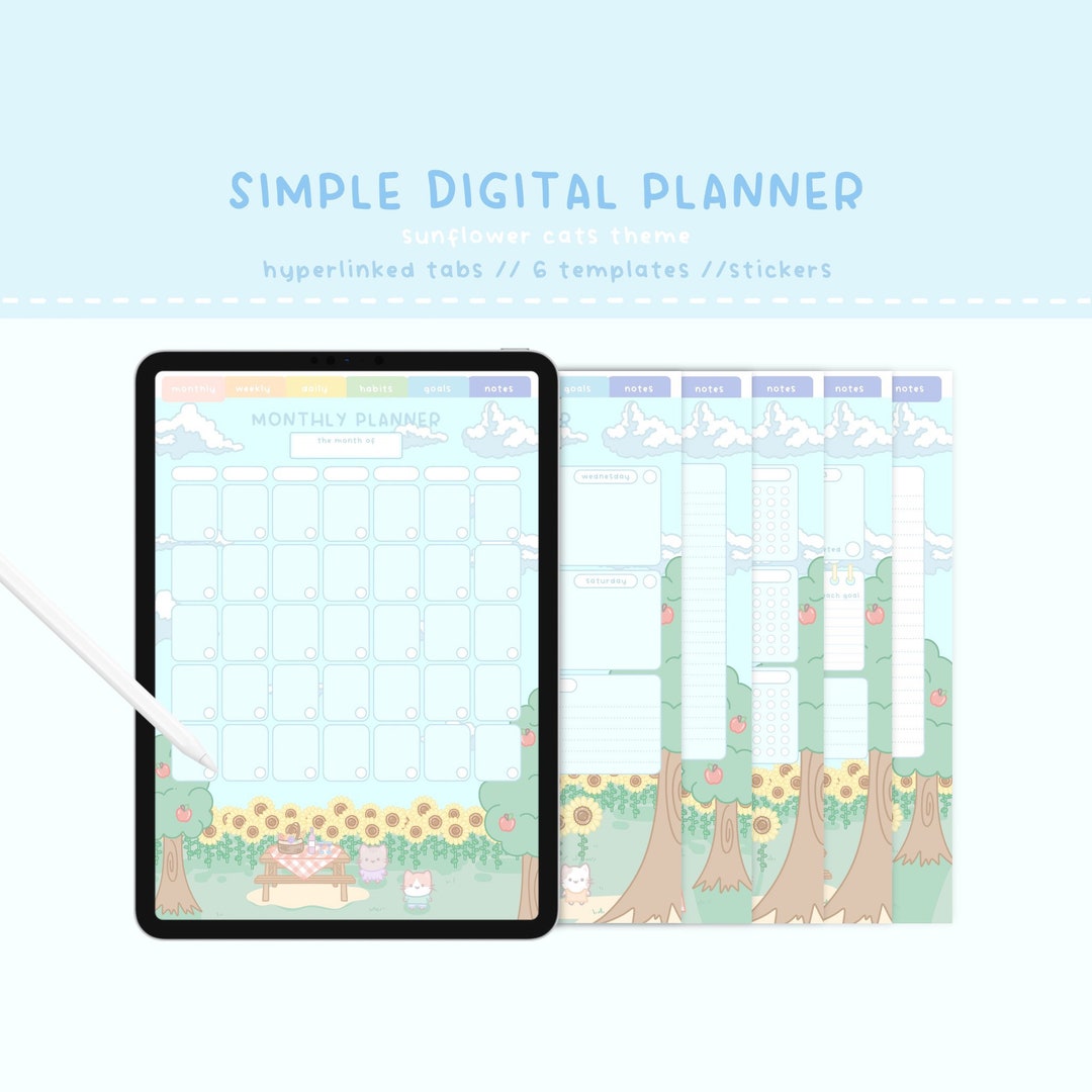 Cute Digital Planner, Cute Planner, Digital Planner, Kawaii Planner ...