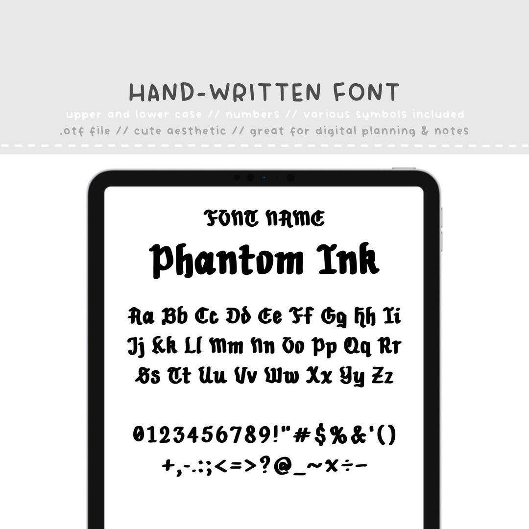 Handwritten Font, PHANTOM INK, Font, Planner Font, Digital Planner, Digital Planning, Digital ...