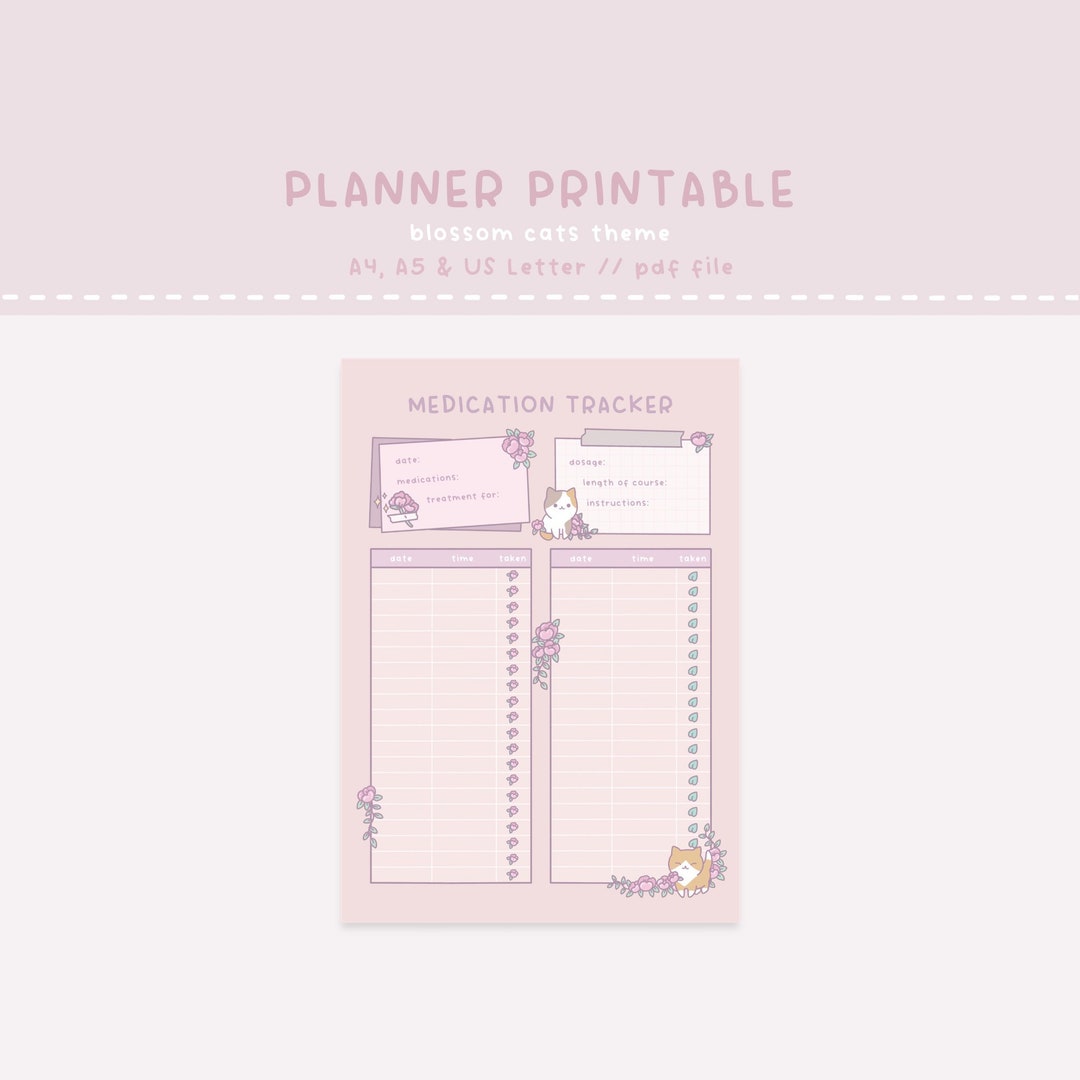 Medication Tracker, Kawaii Planner, Cute Planner, Printable Planner ...