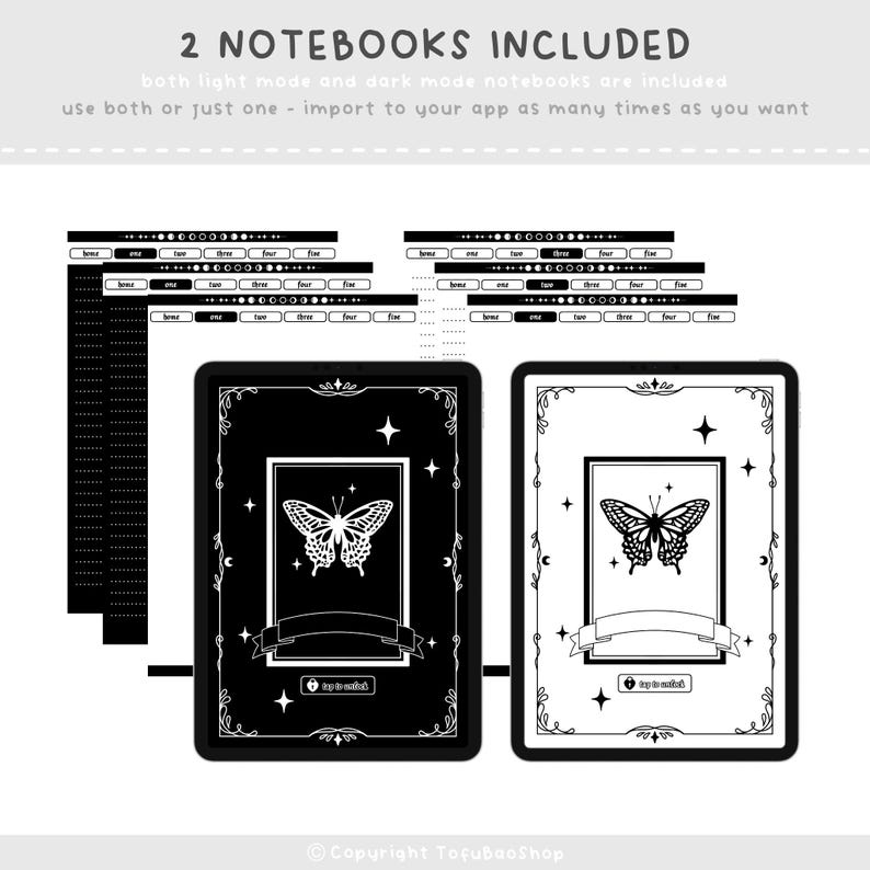 Light & Dark Mode Edgy Digital Notebook - Digital Journal With ...