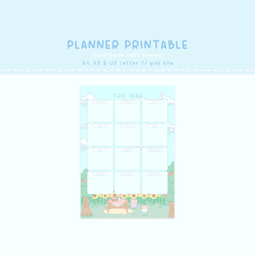 Yearly Planner, Printable, Planner Insert, Printable Planner, Planner ...