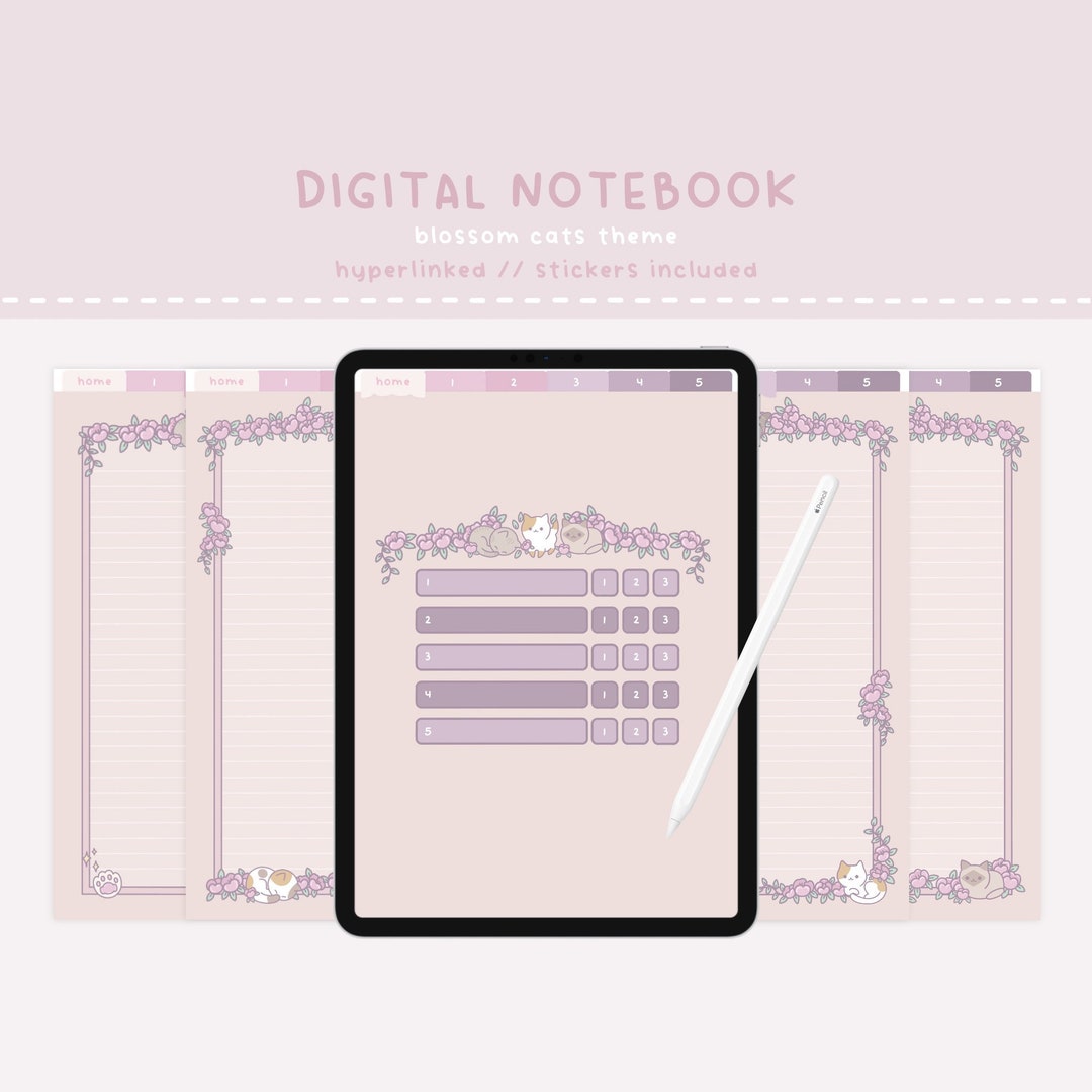 Cute Digital Notebook, Digital Notebook, Digital Planner, Cute Notebook ...