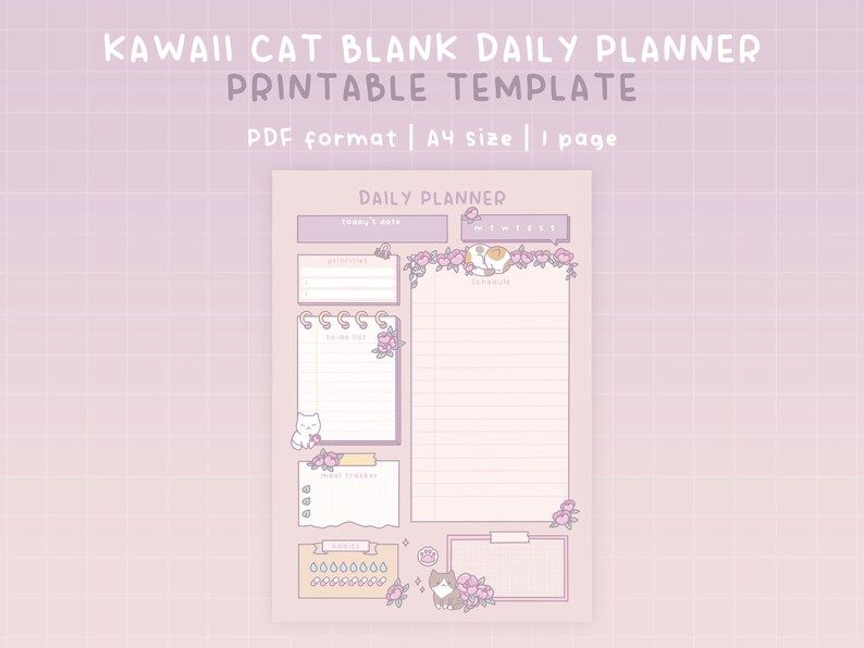 Kawaii Planner Printable Template Kawaii Daily Planner - Etsy