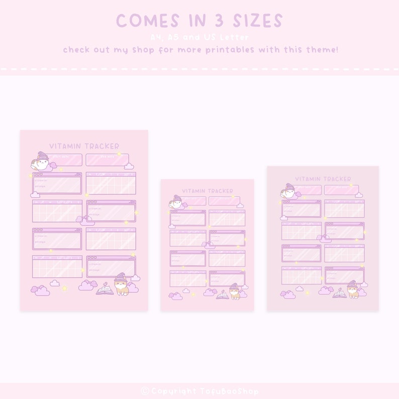 Vitamin Tracker, Printable Page, Printable Planner, Planner Inserts ...
